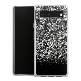 DeinDesign Google Pixel 6 Handy Silikon H&uuml;lle Case transparent Handyh&uuml;lle Muster Snowflake Glitzer Silikon Case