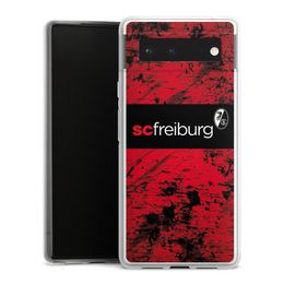 DeinDesign Google Pixel 6 Handy Silikon H&uuml;lle Case transparent Handyh&uuml;lle Official Licensed Product Sc Freiburg Logo Silikon Case