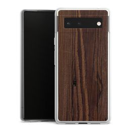 DeinDesign Google Pixel 6 Handy Silikon H&uuml;lle Case transparent Handyh&uuml;lle Wooden Look Wood Nut Tree Silikon Case