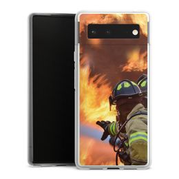 DeinDesign Google Pixel 6 Handy Silikon H&uuml;lle Case transparent Handyh&uuml;lle Fire Fighter Fire Fighters Life Saver Silikon Case