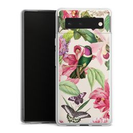 DeinDesign Google Pixel 6 Handy Silikon H&uuml;lle Case transparent Handyh&uuml;lle Rose Humming Bird Summer Silikon Case
