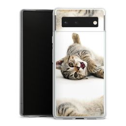 DeinDesign Google Pixel 6 Handy Silikon H&uuml;lle Case transparent Handyh&uuml;lle Cat Pet Animals Silikon Case