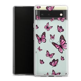 DeinDesign Google Pixel 6 Handy Silikon H&uuml;lle Case transparent Handyh&uuml;lle Butterfly Motiv Ohne Hintergrund Muster Silikon Case