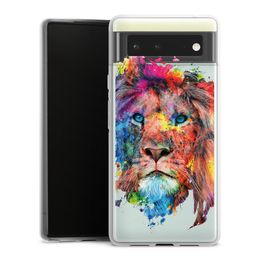 DeinDesign Google Pixel 6 Handy Silikon H&uuml;lle Case transparent Handyh&uuml;lle Riza Peker Painting Lion Silikon Case