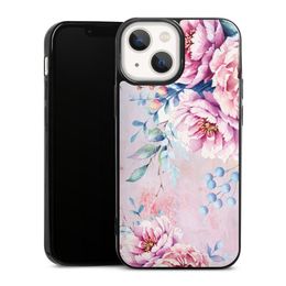 DeinDesign iPhone 13 Mini Handy Slim Case extra d&uuml;nn Silikon Handyh&uuml;lle schwarz H&uuml;lle Summer Water Colour Flower Silikon Slim Case