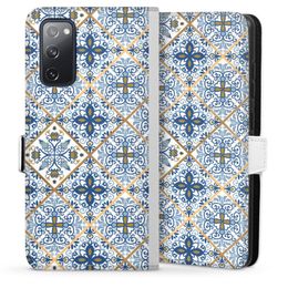 DeinDesign Galaxy S20 FE 5G Handy Klapph&uuml;lle Handyh&uuml;lle aus Kunst Leder wei&szlig; Flip Case Mandala Retro Mosaic Sideflip mit Lasche