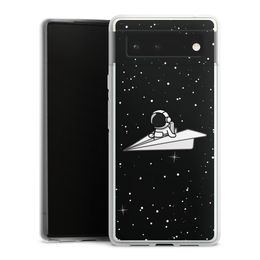 DeinDesign Google Pixel 6 Handy Silikon H&uuml;lle Case transparent Handyh&uuml;lle Astronaut Comic Paper Silikon Case
