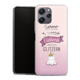 DeinDesign Xiaomi Redmi 12 Handy Silikon H&uuml;lle Case transparent Handyh&uuml;lle Glitzer Statement Einhorn Silikon Case