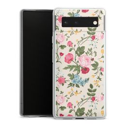 DeinDesign Google Pixel 6 Handy Silikon H&uuml;lle Case transparent Handyh&uuml;lle Ornament Flowers Vintage Silikon Case