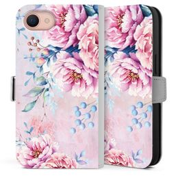 DeinDesign iPhone 16e Handy Klapph&uuml;lle Handyh&uuml;lle aus Kunst Leder wei&szlig; Flip Case Summer Water Colour Flower Sideflip mit Lasche