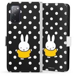 DeinDesign Galaxy S20 FE 5G Handy Klapph&uuml;lle Handyh&uuml;lle aus Kunst Leder wei&szlig; Flip Case Polka Dots Miffy Rabbit Sideflip mit Lasche