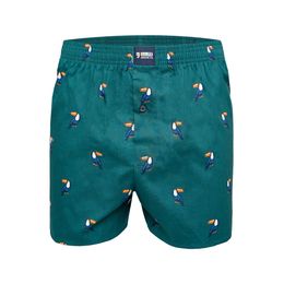 Happy Shorts Boxershorts Herren Gr&ouml;&szlig;e M petrol / dunkelgr&uuml;n / orange / wei&szlig;