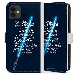 DeinDesign iPhone 11 Handy Klapph&uuml;lle Handyh&uuml;lle aus Kunst Leder wei&szlig; Flip Case Star Wars Obi-Wan Kenobi Lightsaber Sideflip mit Lasche