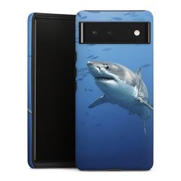 DeinDesign Google Pixel 6 Handy Panzer Handyh&uuml;lle robuste Outdoor H&uuml;lle Schutzh&uuml;lle matt Ocean Shark Fish Tough Case