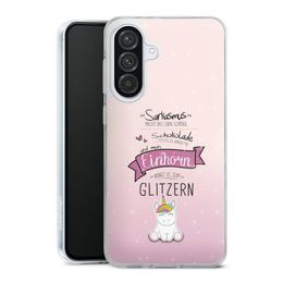 DeinDesign Galaxy A56 5G Handy Silikon H&uuml;lle Case transparent Handyh&uuml;lle Glitzer Statement Einhorn Silikon Case