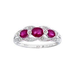 Diamant Leternel Ring 'Ring aus 375 Wei&szlig;gold mit Diamant mit Rubin' Damen Gr&ouml;&szlig;e 51 silber