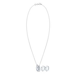 Elli Premium Schmuckset Knoten, Kreis, Kristall Kette, Kristall Ohrh&auml;nger Damen Gr&ouml;&szlig;e One Size silber / transparent