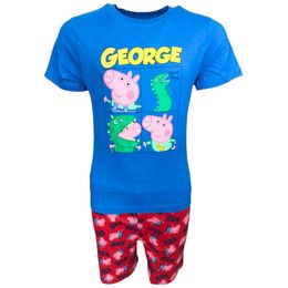Schlafanzug kurz Peppa Pig George in Blau-Rot | Gr.: 128
