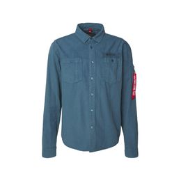 Alpha Industries Button Up Shirt 'Air Force' male size L Dusty blue / Black