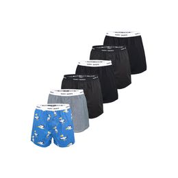 Happy Shorts Boxershorts Herren Gr&ouml;&szlig;e S hellblau / graumeliert / schwarz / wei&szlig;