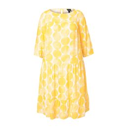 Ulla Popken Kleid Damen Gr&ouml;&szlig;e 50/52 gelb / wei&szlig; Sommerkleid