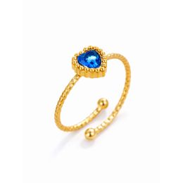 Pure Schmuck Ring 'Garden Heart Ring | Bridgerton' Damen Gr&ouml;&szlig;e 50/60 dunkelblau