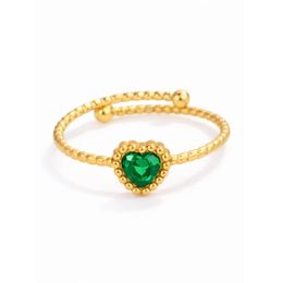Pure Schmuck Ring 'Garden Heart Ring | Bridgerton' female size 50/60 Dark green