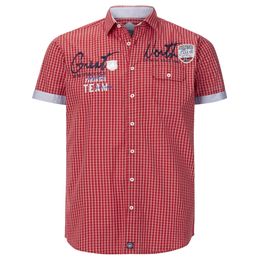 Jan Vanderstorm Button Up Shirt 'Ajule' male size L Blue / Blood red / Black / White