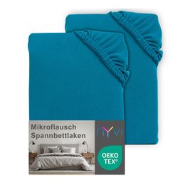 NYVI Spannbettlaken DreamScience Mikroflausch - Kuschelweiches & W&auml;rmendes Bettlaken Spannbetttuch Farbe:petrol;Gr&ouml;&szlig;e:180 - 200x220 + 40 cm Boxspringbett (2er Pack)