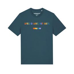 Watapparel Shirt ' Spread Love not Hate ' male size XS Petrol / Mixed colors