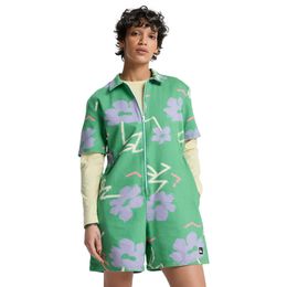 Quiksilver Jumpsuit 'Craig' Damen Gr&ouml;&szlig;e S beige / grasgr&uuml;n / flieder