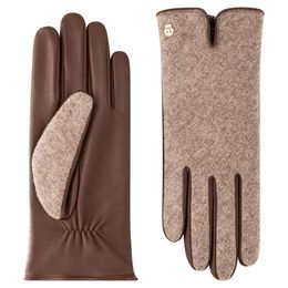 Roeckl Full Finger Gloves 'GR&Uuml;NWALD' female size M/L Beige / Dark brown