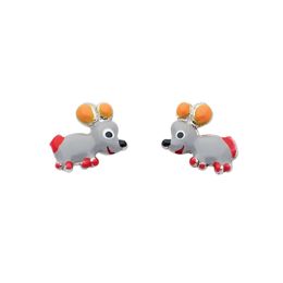 Adelia&acute;s Adelia ́s Ohrstecker 'Maus' Damen Gr&ouml;&szlig;e One Size grau / orange / rot / silber