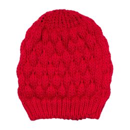 styleBREAKER Beanie 'Strickm&uuml;tze mit Bubblemuster' female size 56/61 Red
