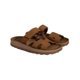 Desa Slippers 'DESA Damen-Keilsandalen aus Nubukleder mit Klettverschluss' female size 36 Brown