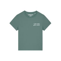 Watapparel T-Shirt 'Geht Nicht Gibts Nicht' Damen Gr&ouml;&szlig;e M jade / wei&szlig;