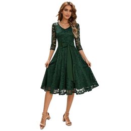 Kojooin Kleid Damen Gr&ouml;&szlig;e 40 dunkelgr&uuml;n Sommerkleid