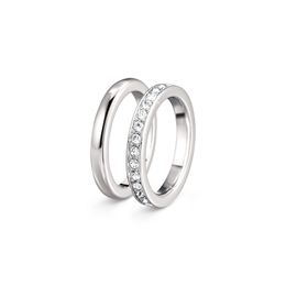 Tchibo - Memoire-Ring veredelt mit Kristallen von Swarovski - Damen - Gr. 18 - silber