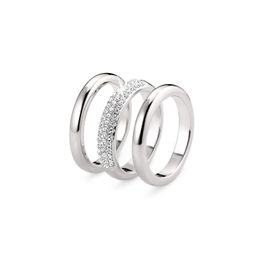 Tchibo - Ring-Set verziert mit Swarovski Kristallen - Damen - Gr. 18 - silber