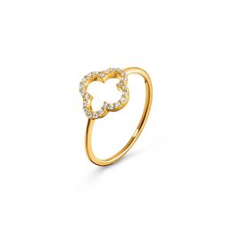 Tchibo - Gold Ring Zirkonia Kleeblatt - Damen - Gr. 17 - wei&szlig;