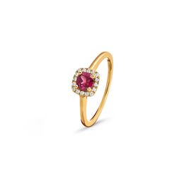Tchibo - 585 Gold Ring Rhodolith und Zirkonia - Damen - Gr. 17 - wei&szlig;
