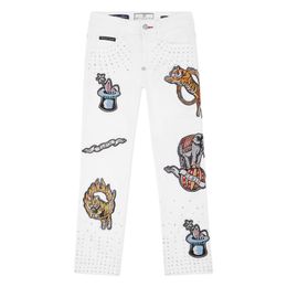 Philipp Plein Jeans 'Circus' girl size 170/176 Light blue / Lobster / Black / White