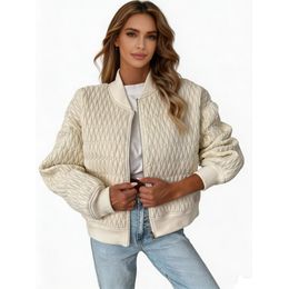 KoJooin Between-Season Jacket 'Damen Jacke Bomberjacke Stehkragen Rei&szlig;verschluss Langarm L&auml;ssige Streetwear' female size L Apricot
