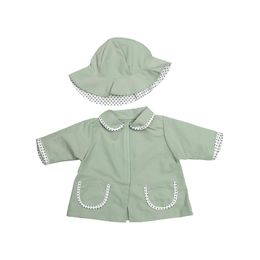 Lillan & Friends Puppenkleidung: Regenjacke mit Hut Jungen Gr&ouml;&szlig;e One Size hellgr&uuml;n / wei&szlig;