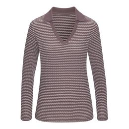 Vivance by Lascana Langarm-Poloshirt in taupe-creme | Gr.: 48/50