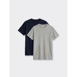 Own Off With Nature Trachtenshirt 'T-Shirt Girocollo Blu e Grigio Chiaro Melange - Set da 2' Herren Gr&ouml;&szlig;e M dunkelblau