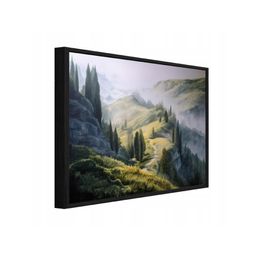 WALLARENA Bilder mit Rahmen Berge in Gr&uuml;n | Gr.: 120 x 80 cm