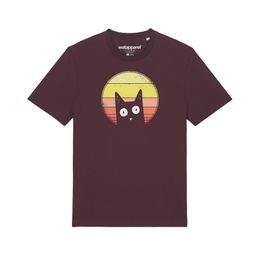 Watapparel Shirt ' Sunset Cat ' male size S Mixed colors / Dark red