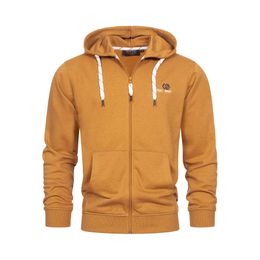 INDICODE Jeans Sweatjacke ' Howard ' Herren Gr&ouml;&szlig;e M dunkelblau / senf / wei&szlig;