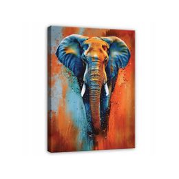 WALLARENA Leinwandbild Elefant in Orange | Gr.: 40 x 30 cm